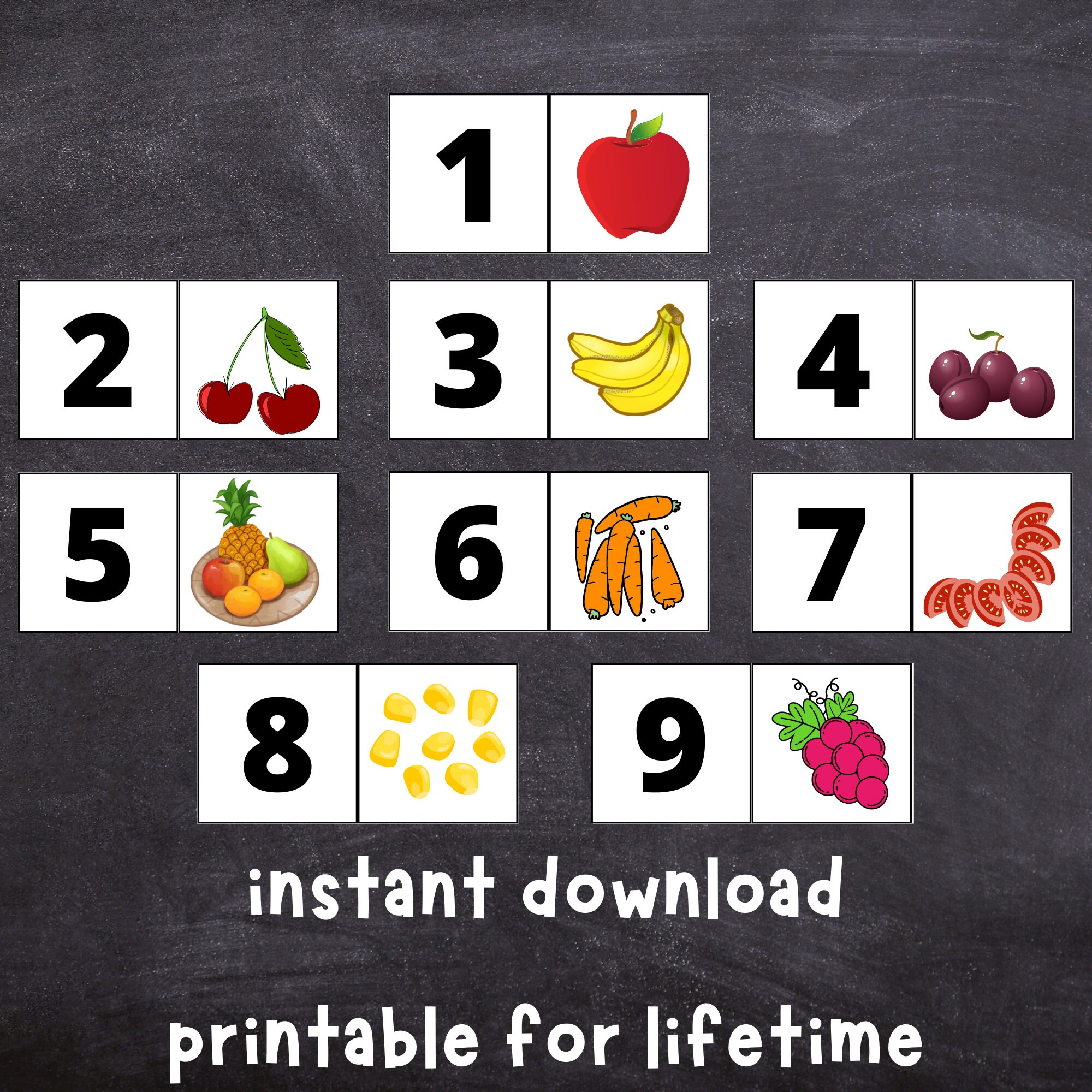 Learning Numbers Matching Card Game | Preschool Game Montessori ...