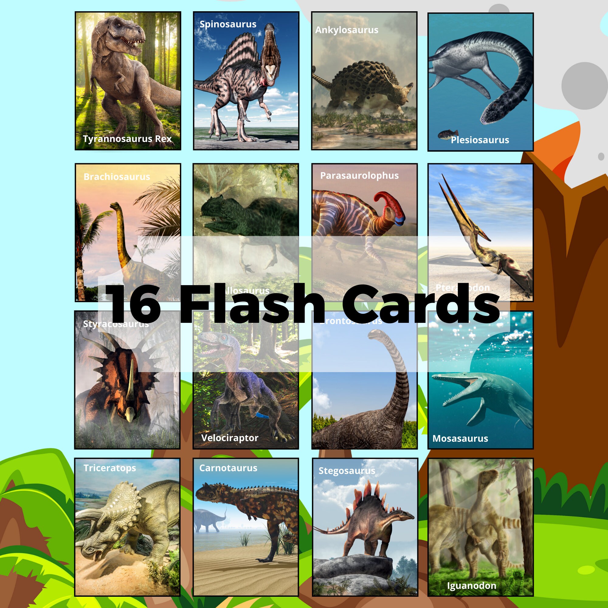 Dinosaur Flash Cards | Montessori Materials | Matching Card Game ...
