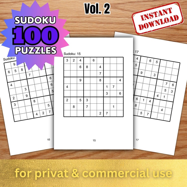 100 Sudoku Medium and Hard Vol 2 | Digital Puzzle Games | Sudoku ...