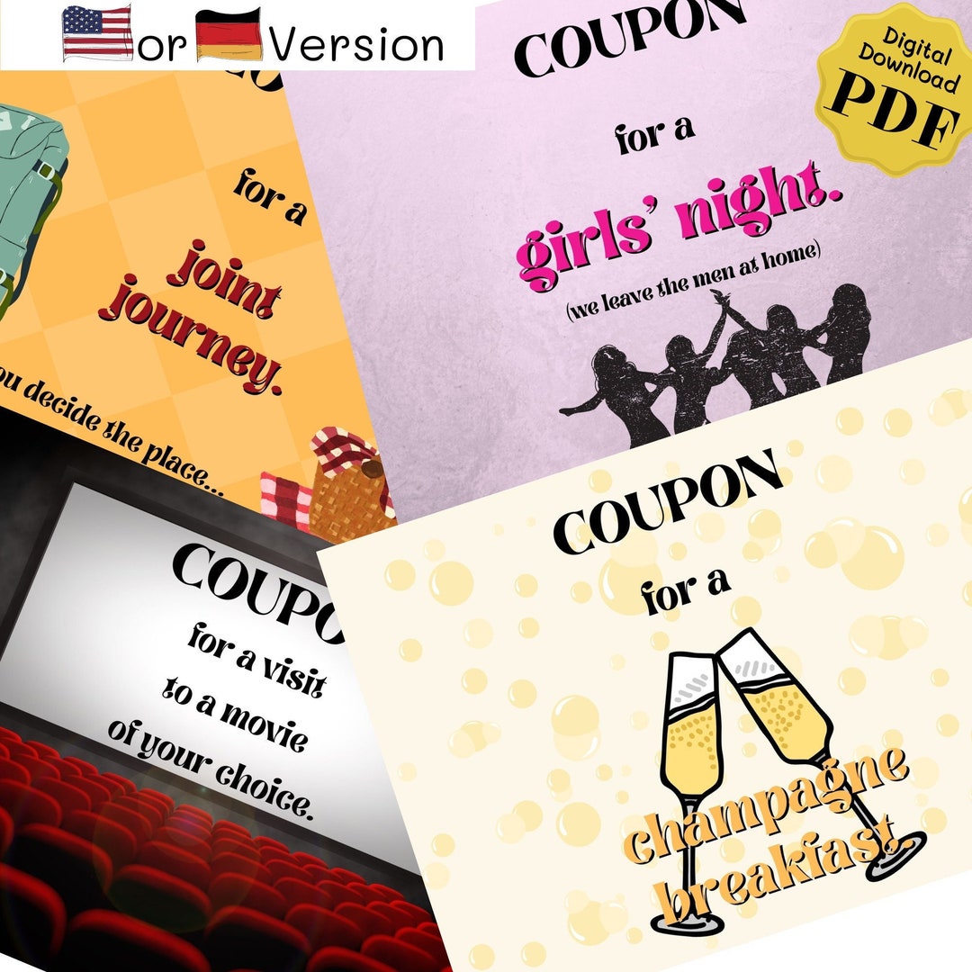 12 Voucher Cards for Best Friends | Best Friend Gifts | Personalizable ...