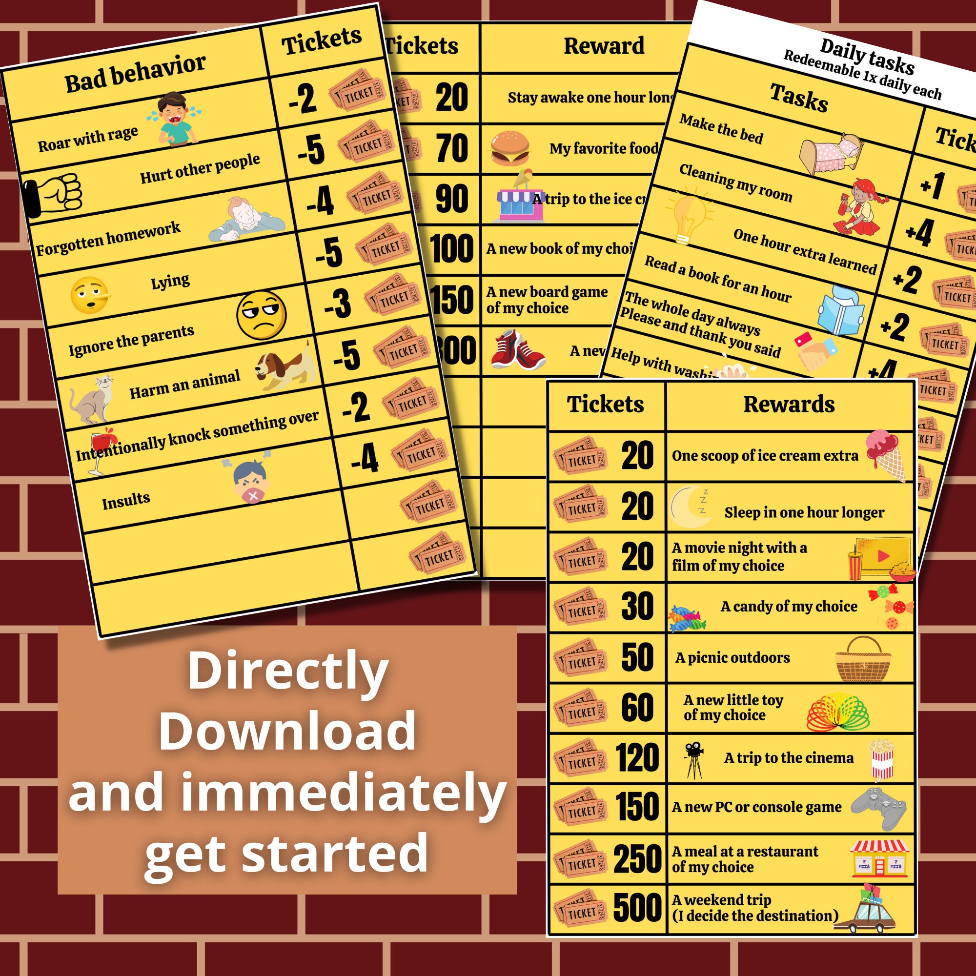 Reward System for Children | Incentive System for Daily Tasks ...