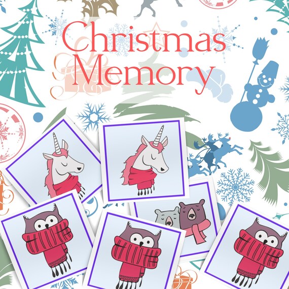 Christmas Memory Game Cards Matching Card Game for Kids - Etsy