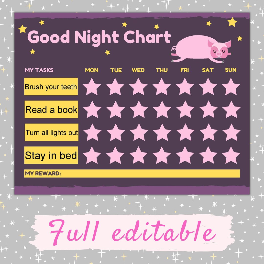 Sleep Reward Chart | Printable Behavior Chart | Daily Task Chart | Kids ...