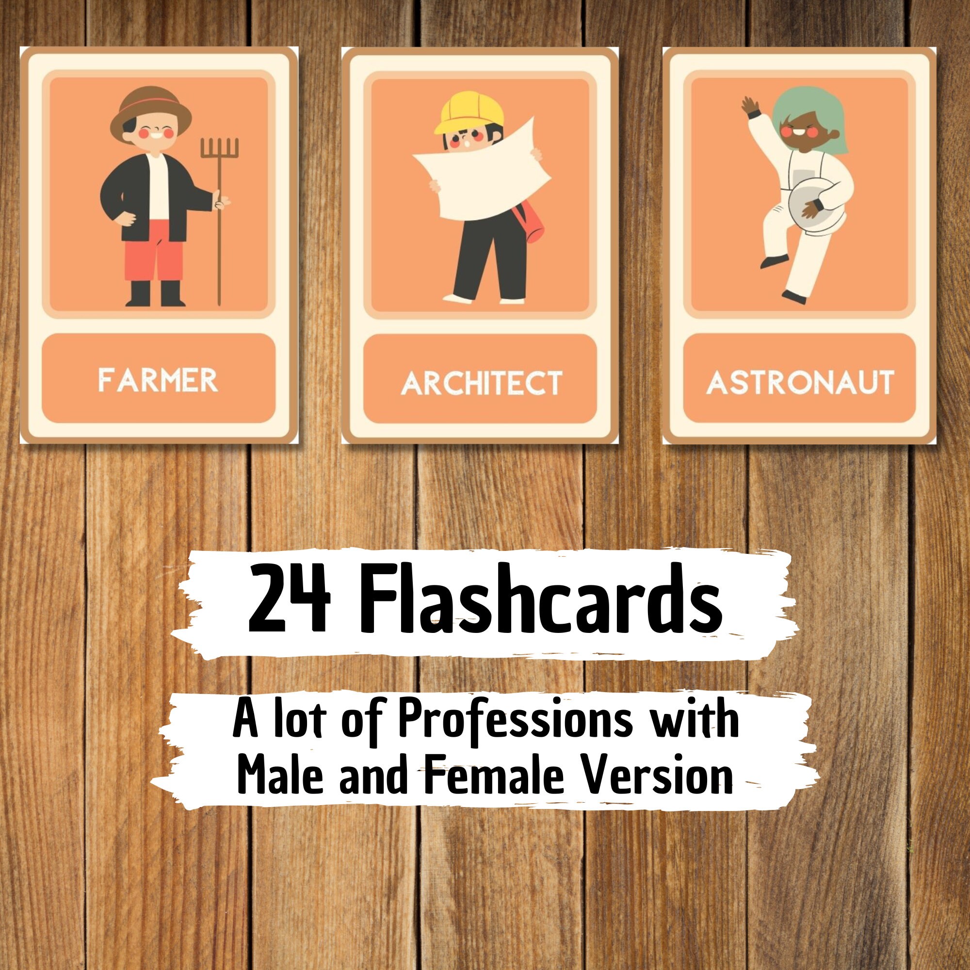 Professions Flash Cards | Matching Card Game for Kids | Montessori Toy ...
