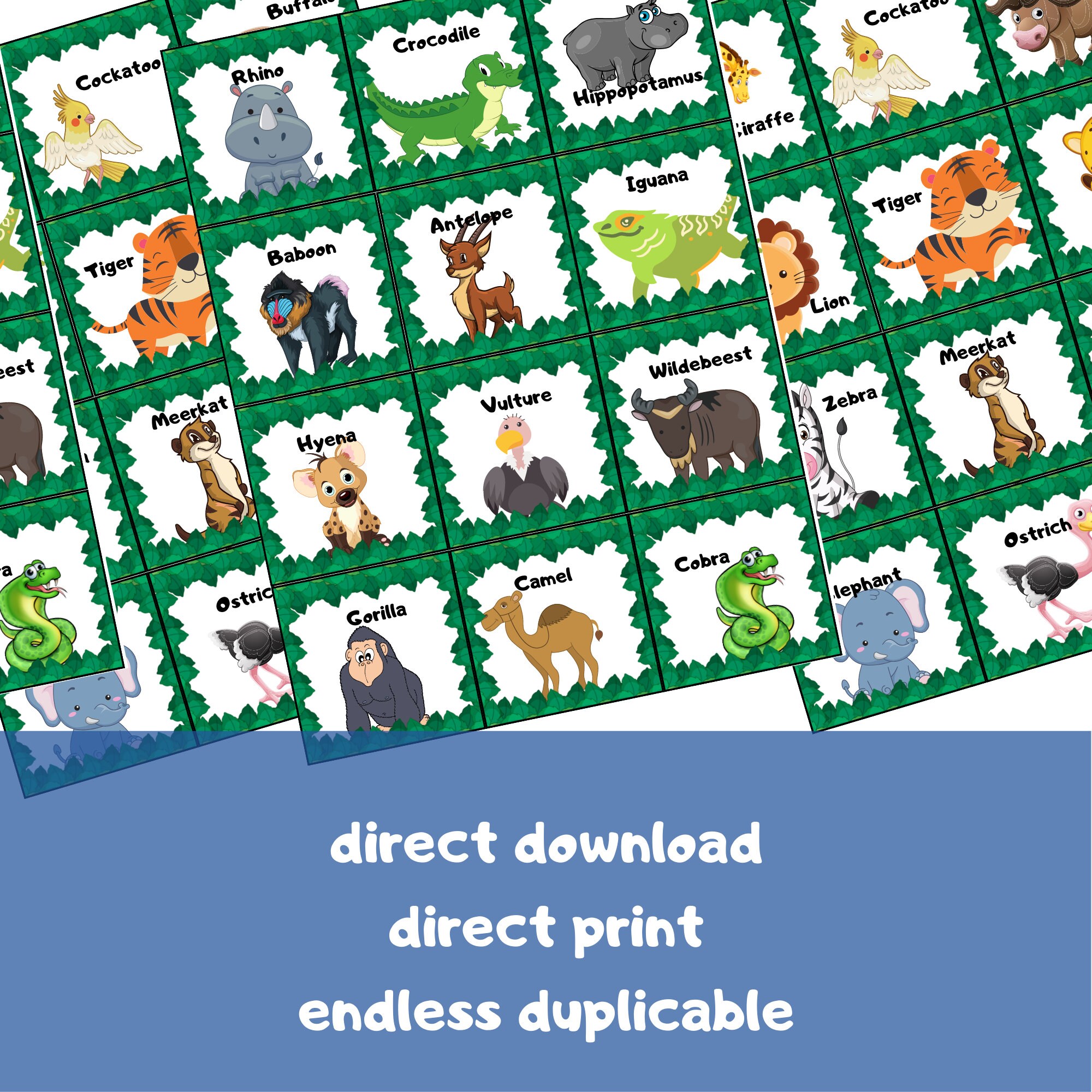 Animals of Africa - Flashcards for Children | Playful Learning for ...