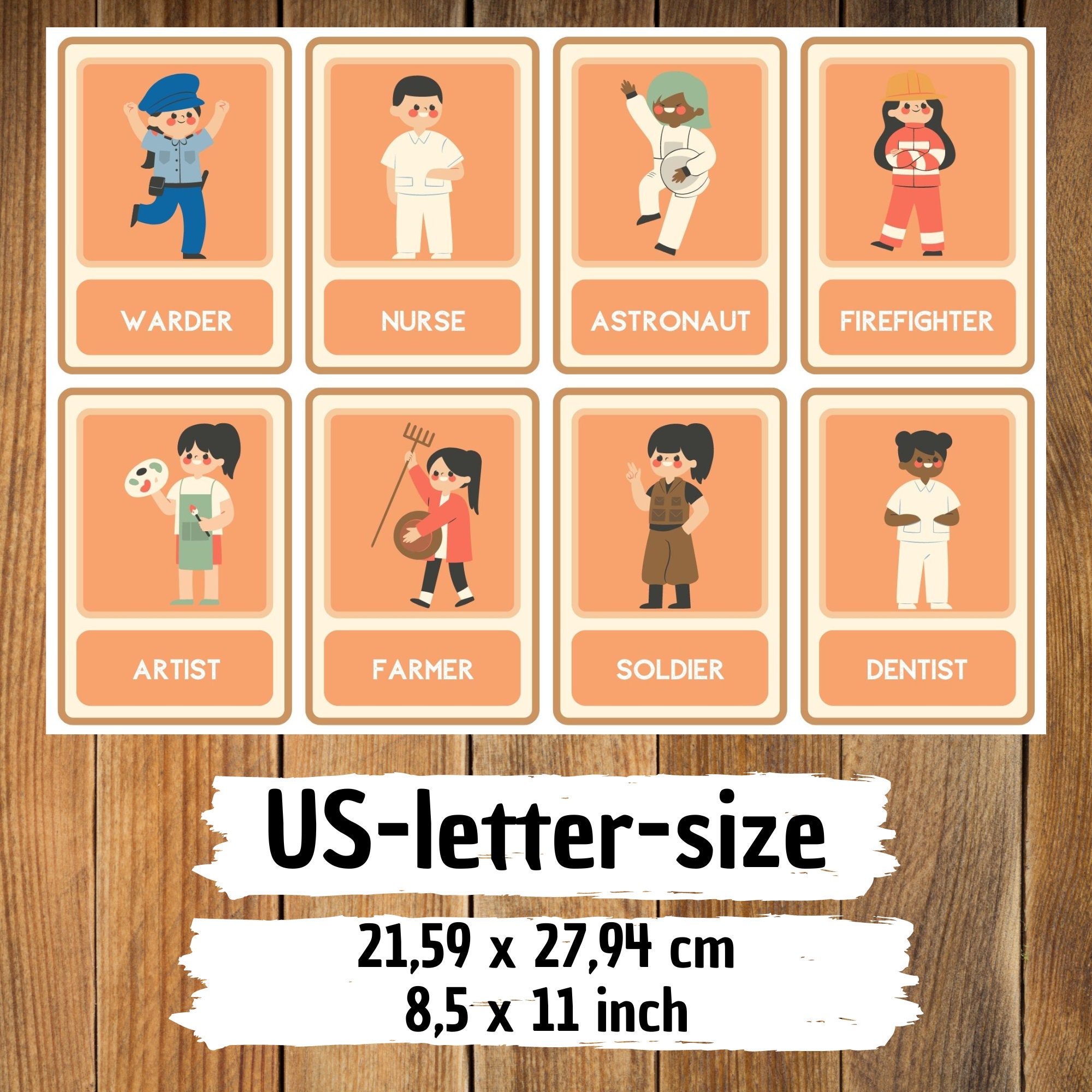 Professions Flash Cards | Matching Card Game for Kids | Montessori Toy ...
