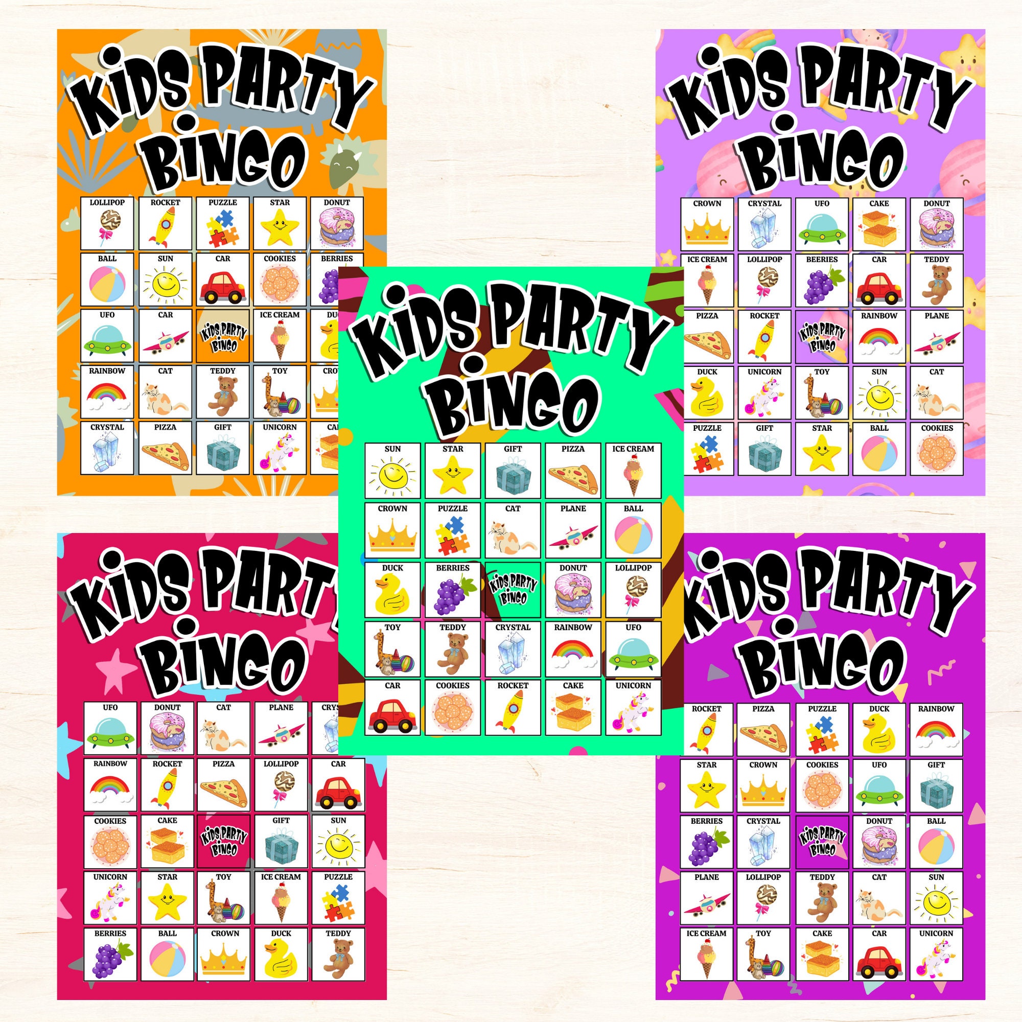 Kids Bingo Game | Birthday Game Bingo for Kids | Funny Game for the ...