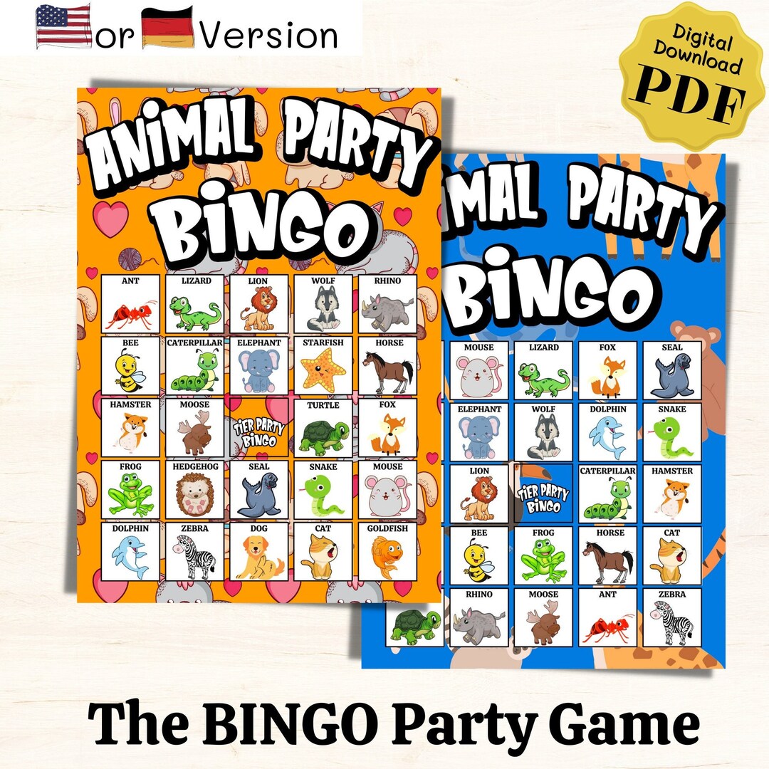 Animal Bingo Game for Kids | Printable Board Games | Bingo Games ...