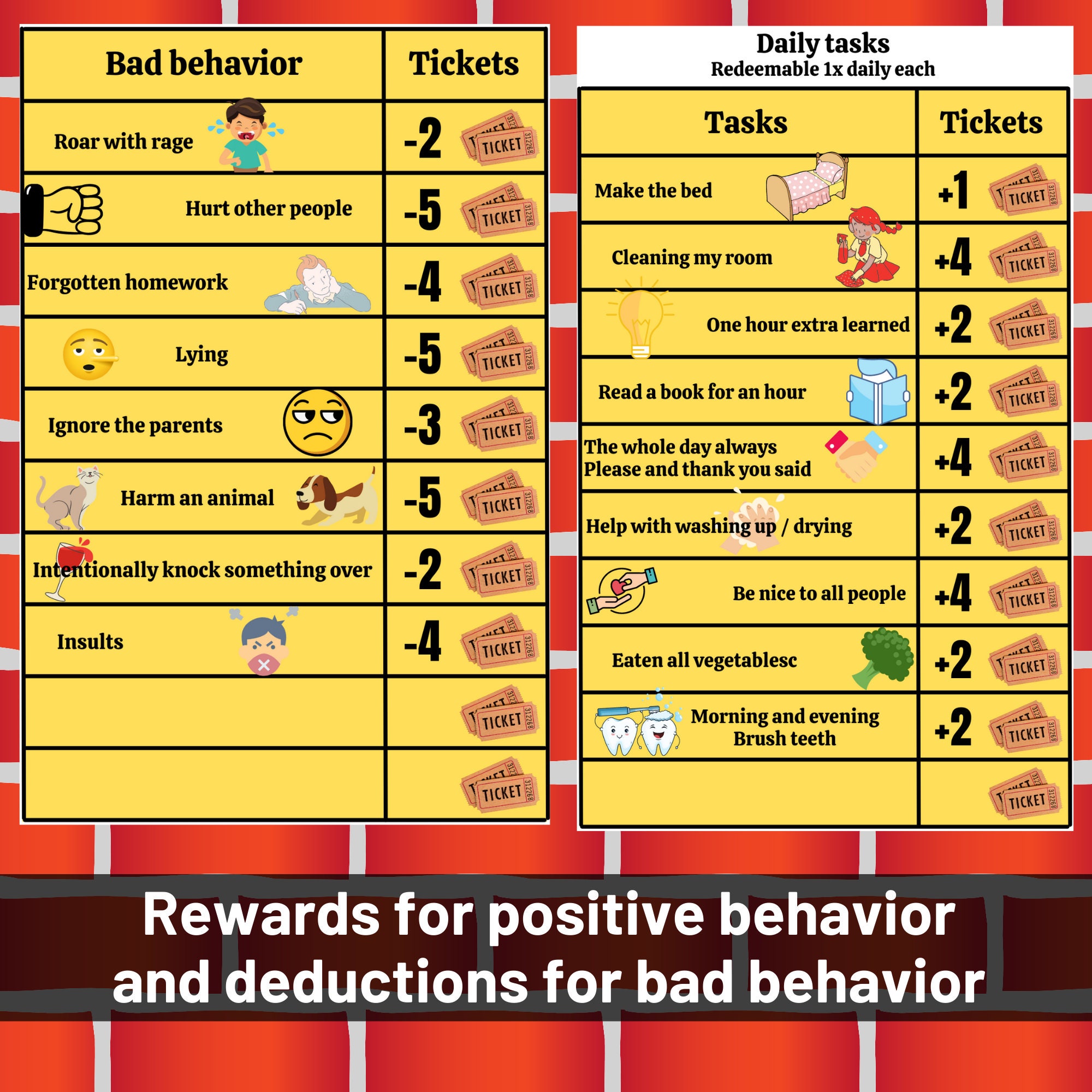 Reward System for Children | Incentive System for Daily Tasks ...