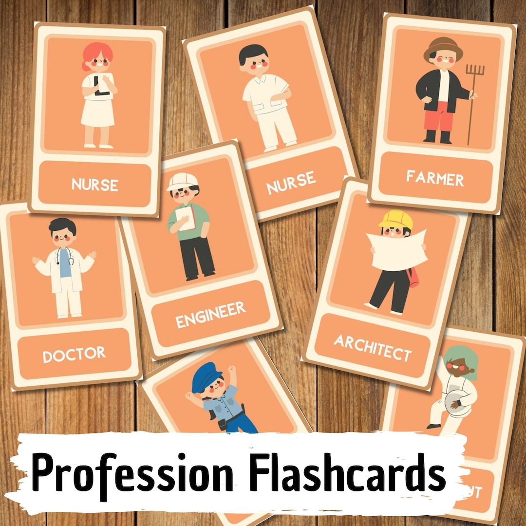 Professions Flash Cards | Matching Card Game for Kids | Montessori Toy ...
