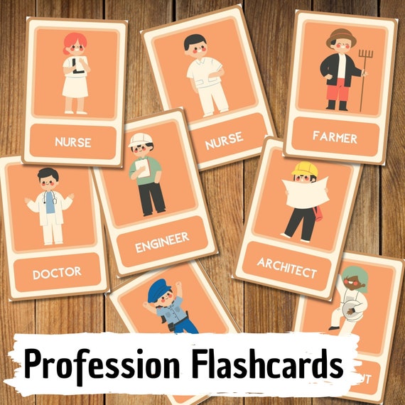Professions Flash Cards Matching Card Game for Kids - Etsy