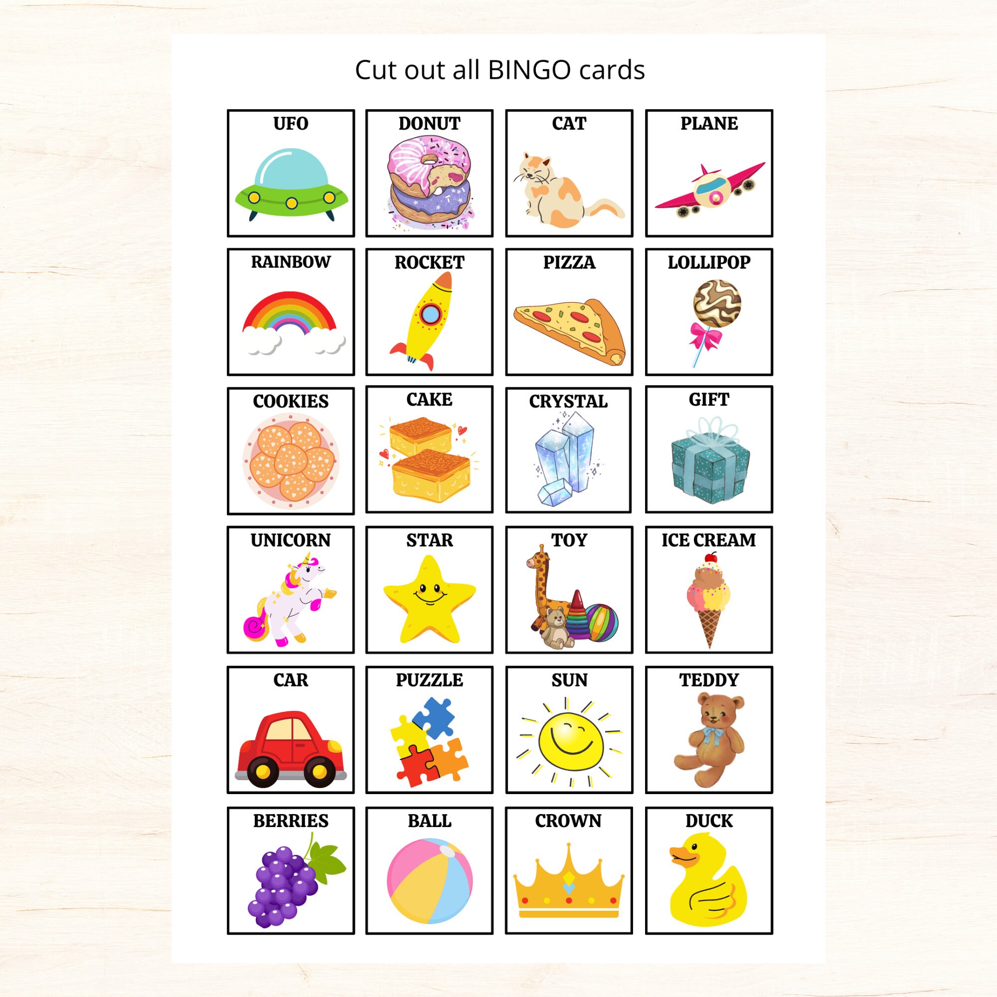 Kids Bingo Game | Birthday Game Bingo for Kids | Funny Game for the ...