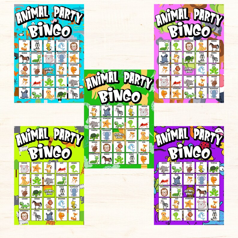 Animal Bingo Game for Kids Printable Board Games Bingo Games Games for ...