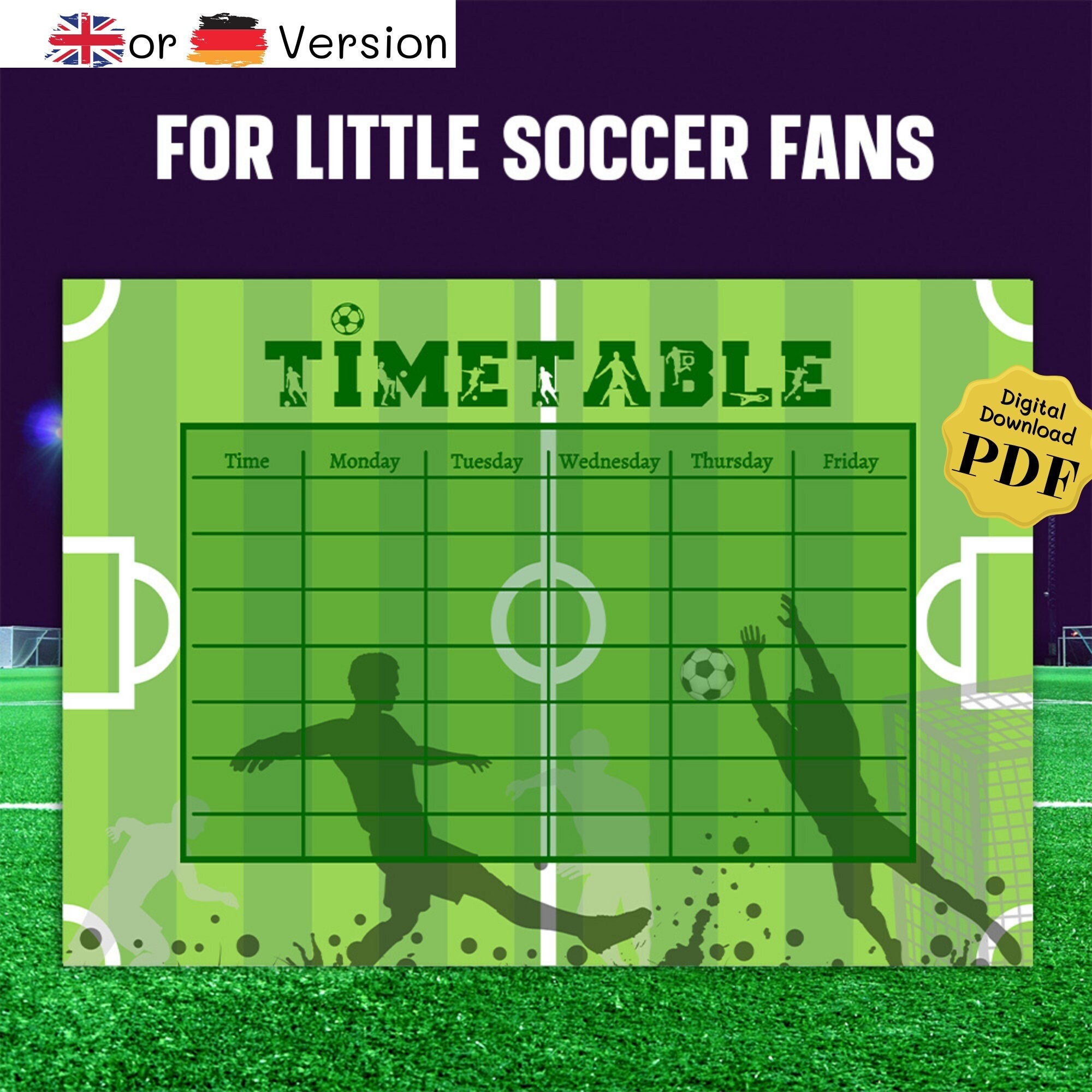 Soccer Timetable for Kids | German and English Timetable Printable for ...