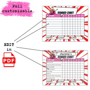 Super Heroine Reward Chart Kids and Toddler | Printable Good Behavior ...