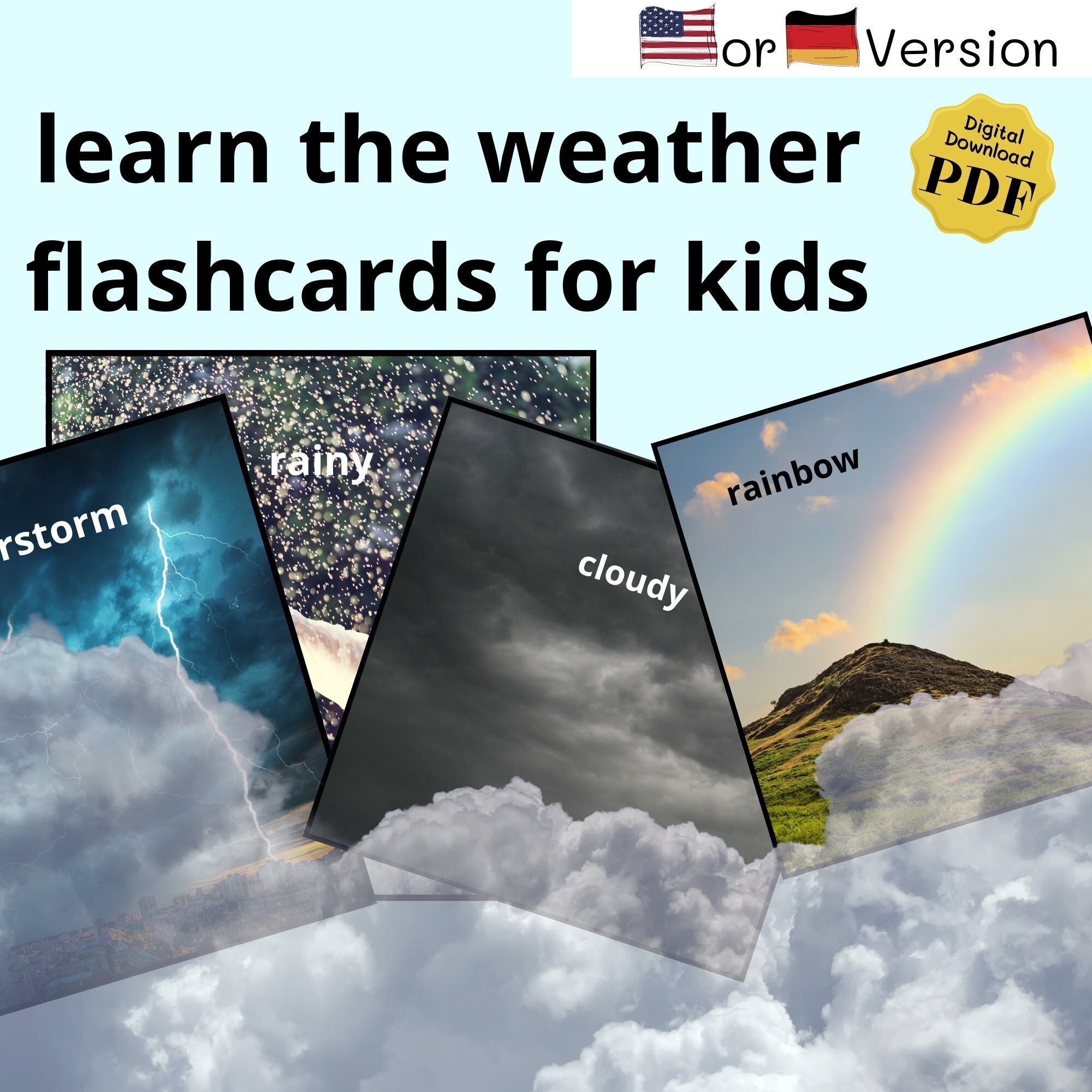 Weather Cards Printable | Flash Cards | Puzzle Matching Card Game ...