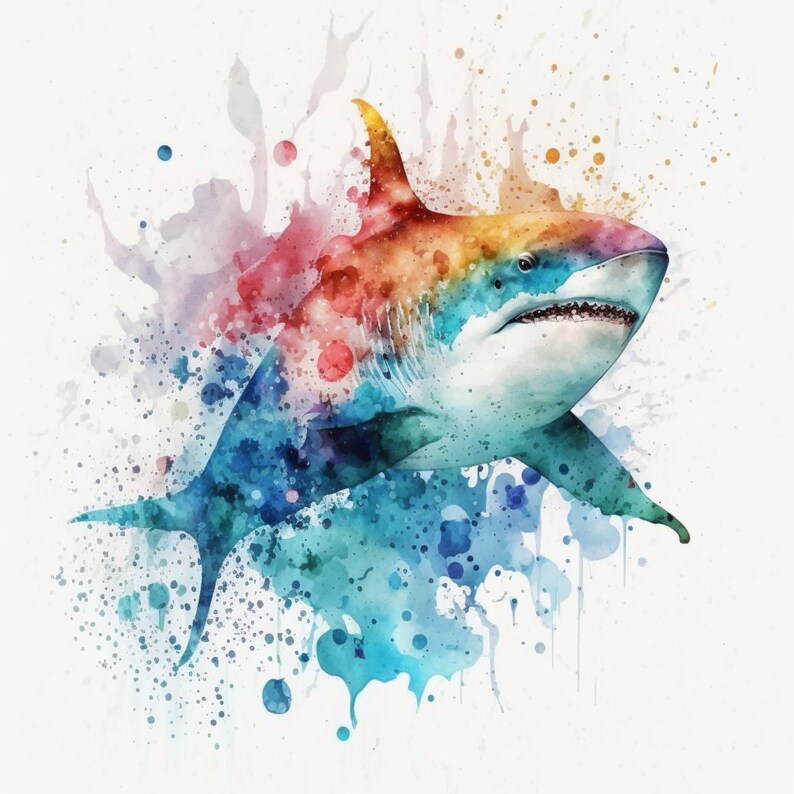 15 Sharks Sublimation PNG Watercolour Images Watercolor - Etsy