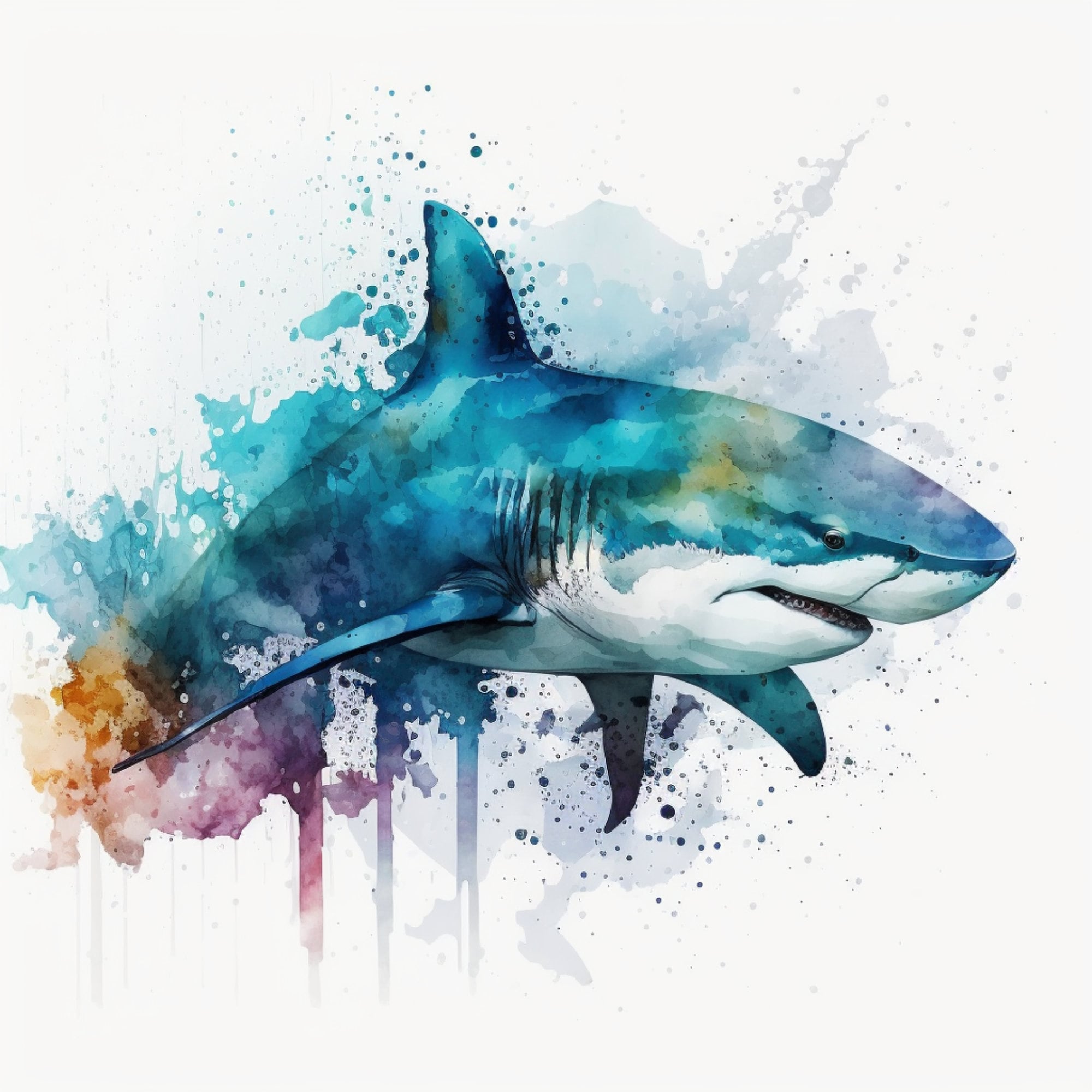 15 Sharks Sublimation PNG Watercolour Images Watercolor - Etsy