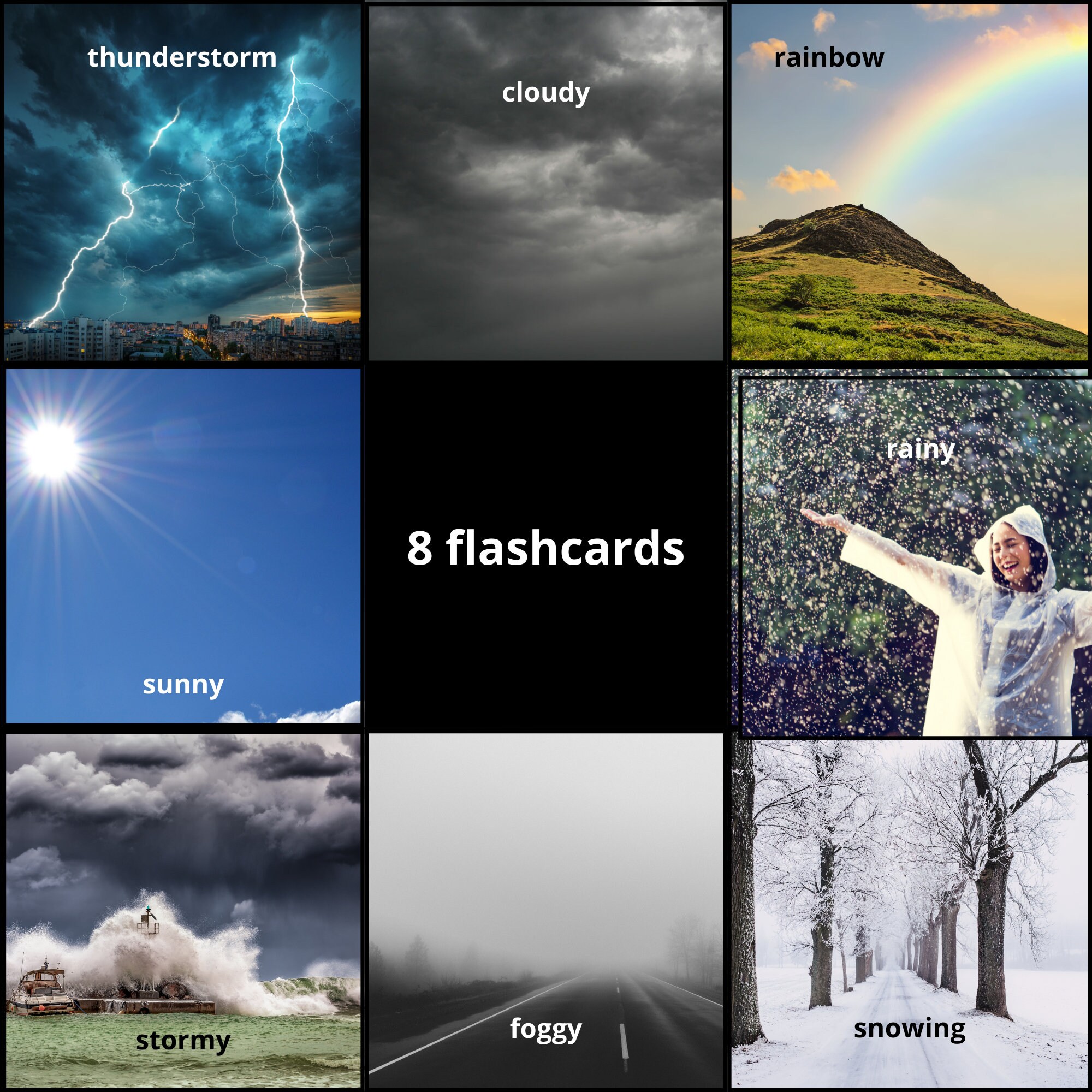 Weather Cards Printable | Flash Cards | Puzzle Matching Card Game ...