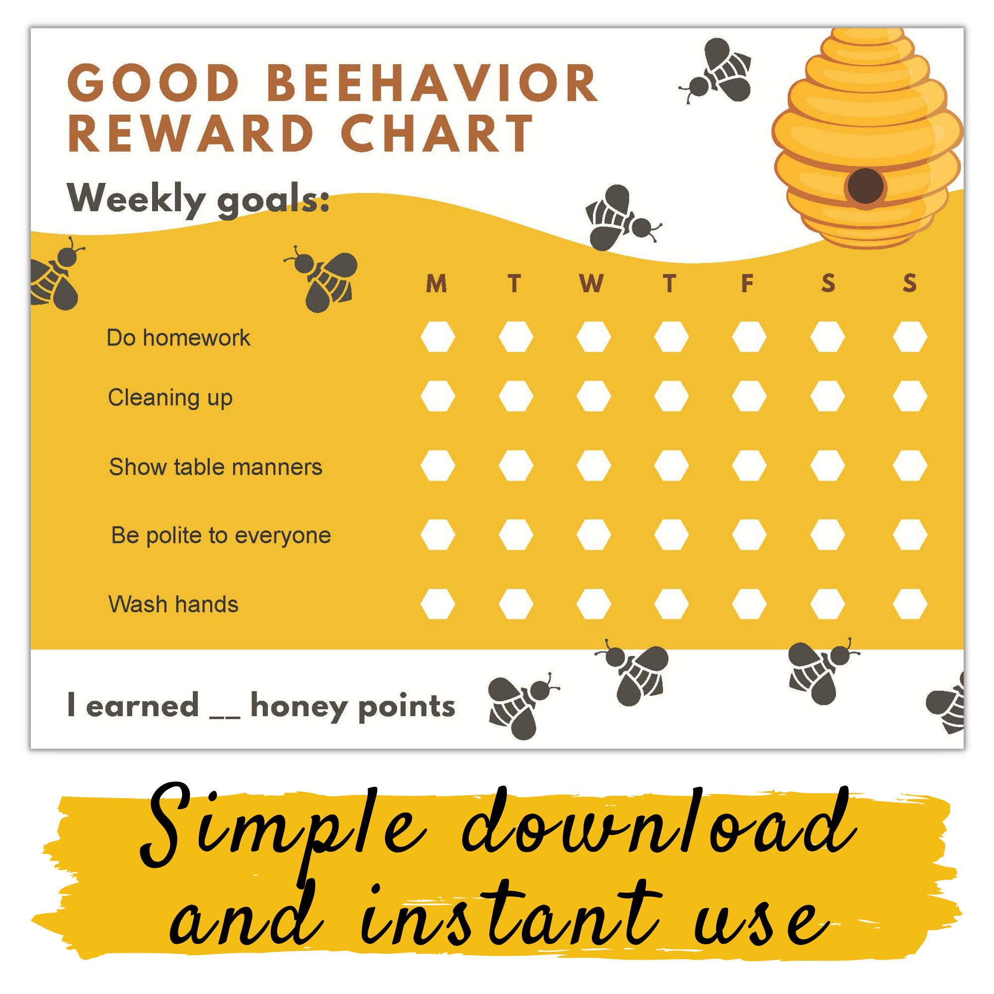 Good Behavior Reward Chart Printable Reward Chart for Kids - Etsy