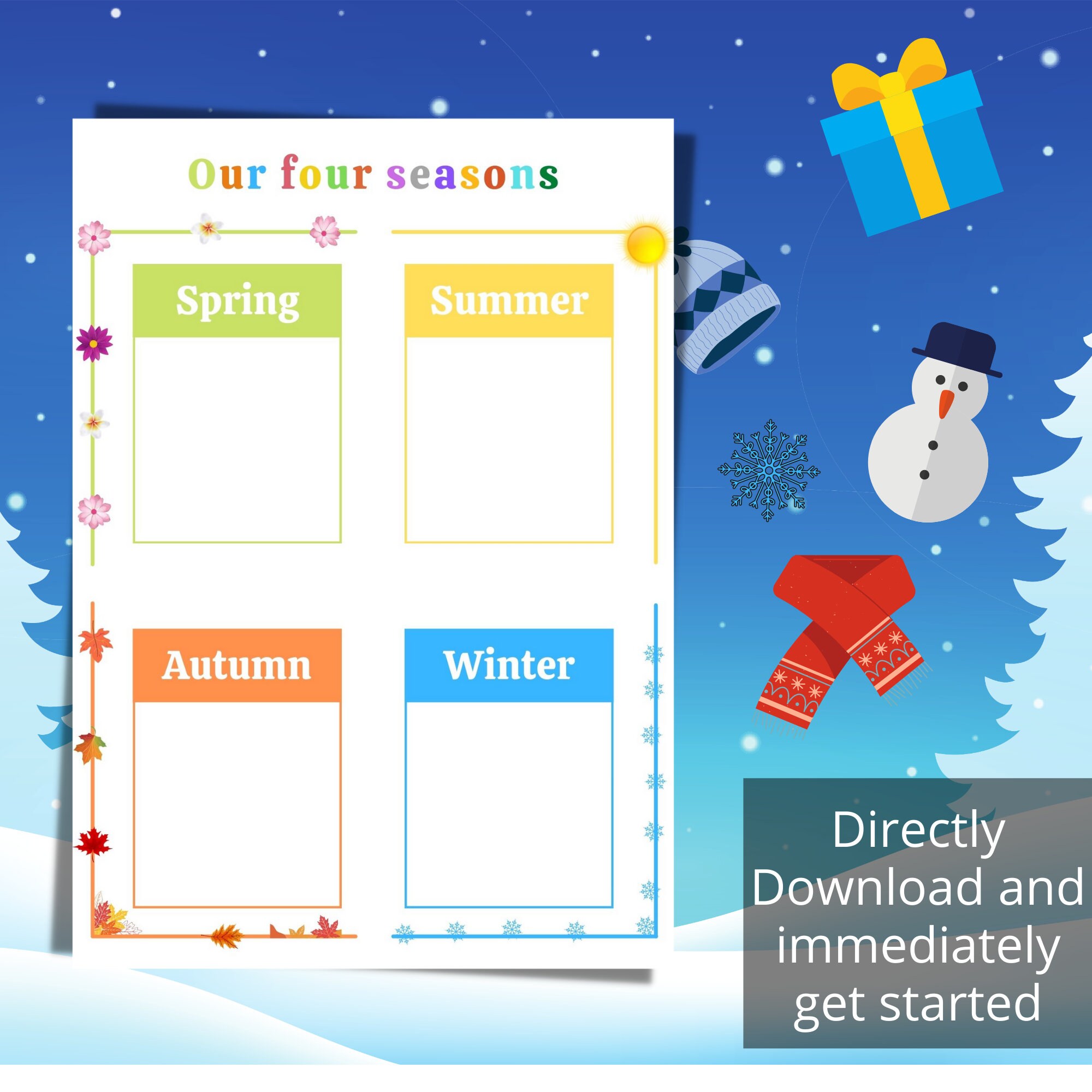 4 Seasons Flash Cards | Montessori Materials and Handmade Cards for ...