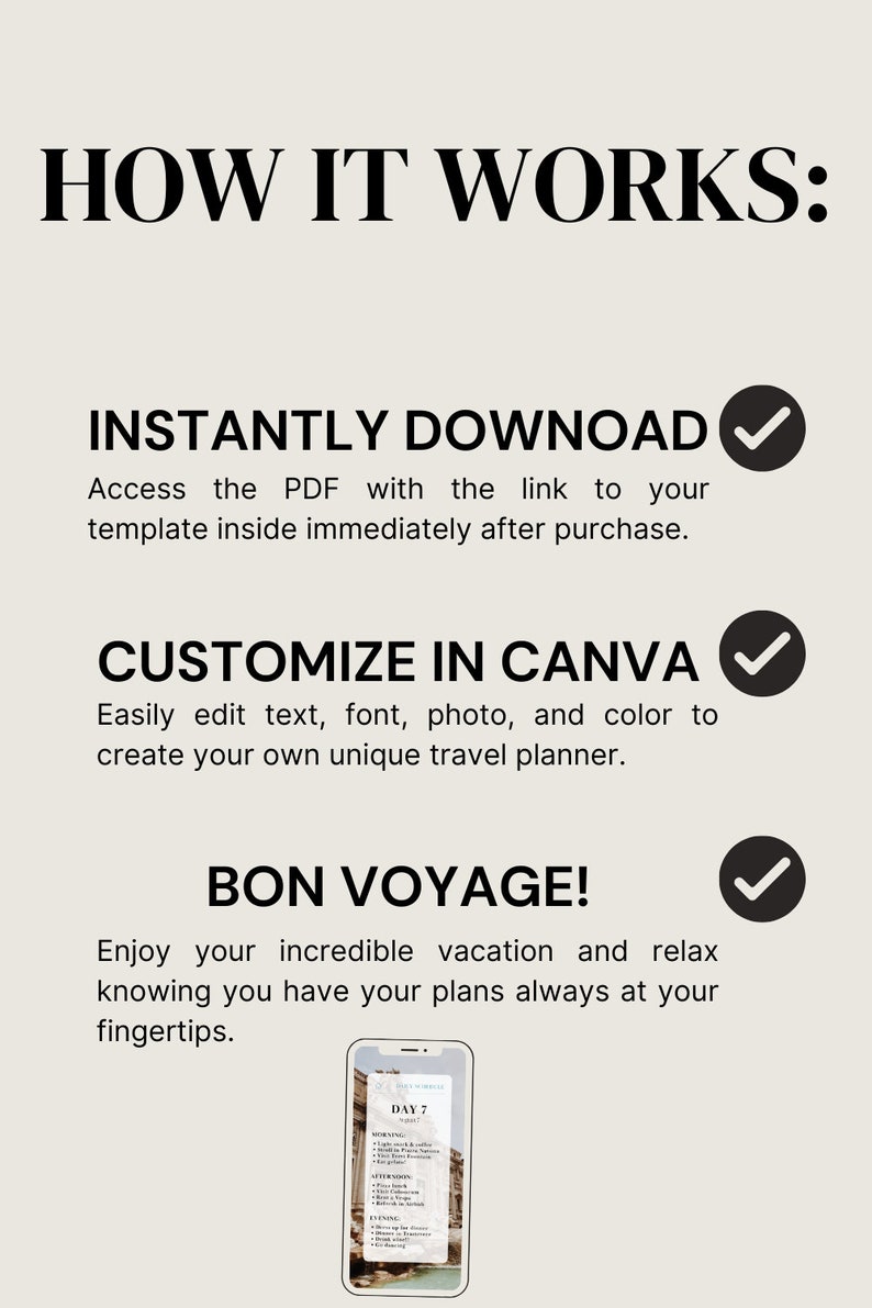 Editable Mobile Travel Itinerary Template - Printable Vacation Planner ...