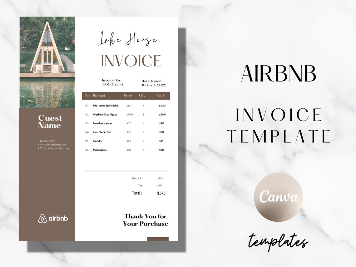 Airbnb Invoice Template Invoice Template Download Air Bnb Etsy Finland