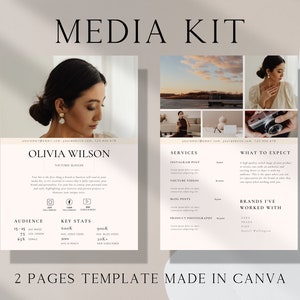 2 Page Media Kit Canva Template, Instagram Media Kit, Influencer Rate Sheet Template, Blogger ...