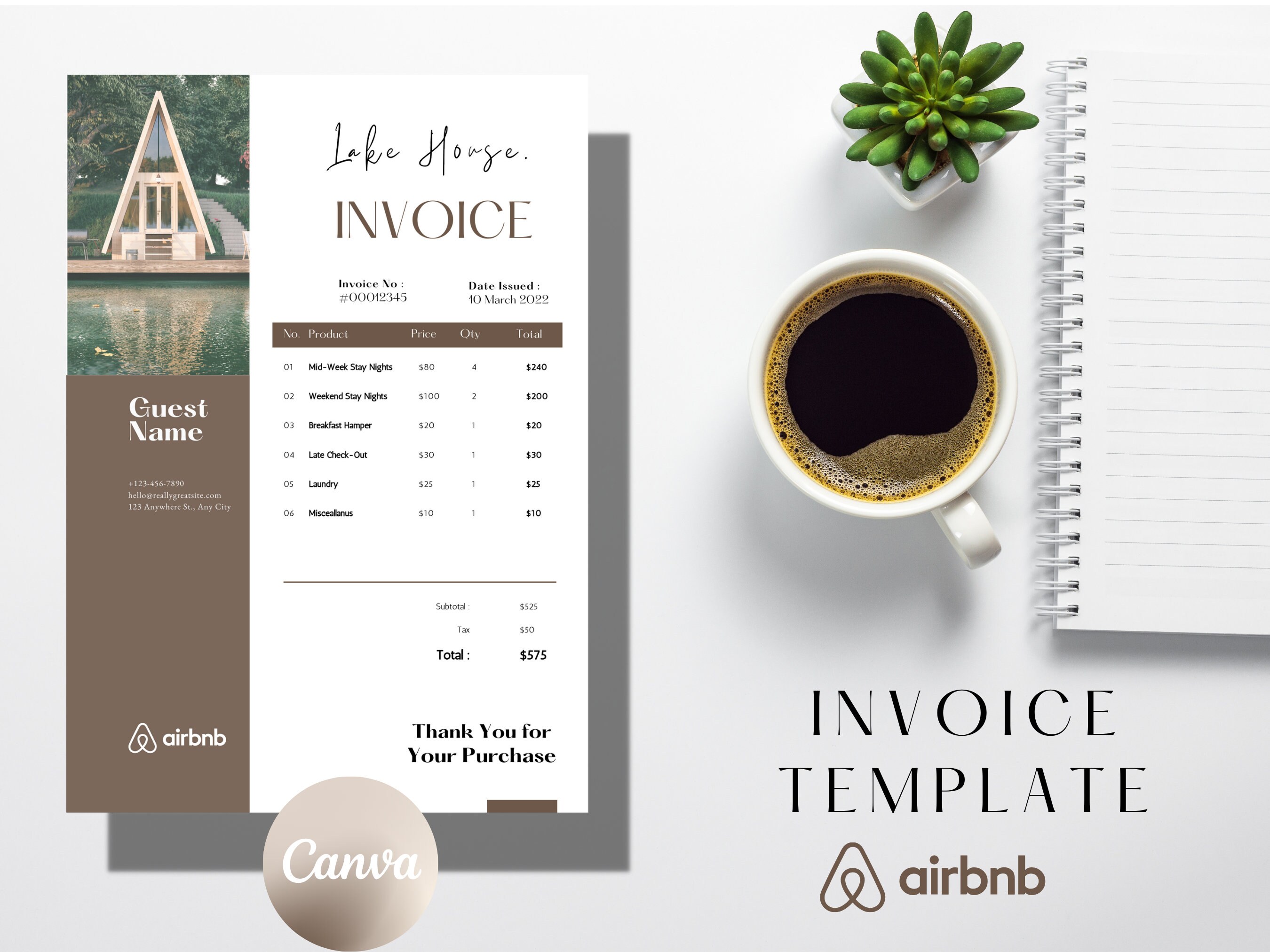Airbnb Invoice Template Invoice Template Download Air Bnb Etsy Finland