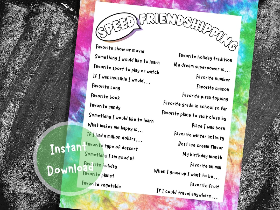 Speed Friendshipping Activity: Get to Know You Game (PDF Printable) - Etsy