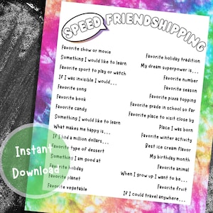 Printable Kids Speed Friendshipping Get-to-know-you Activity for Kids ...