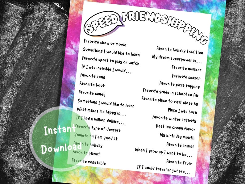 Printable Kids Speed Friendshipping Get-to-know-you Activity for Kids ...