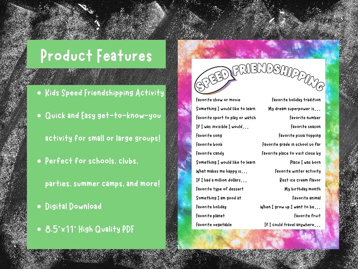 Printable Kids Speed Friendshipping Get-to-know-you Activity for Kids ...