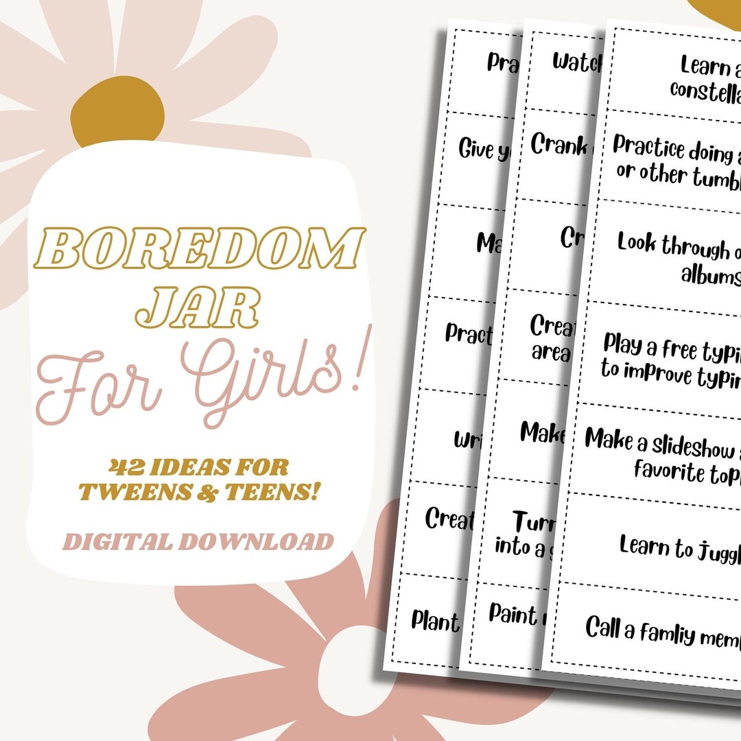 Summer Boredom Jar Printable for Teen/tween Girls | Bucket List ...