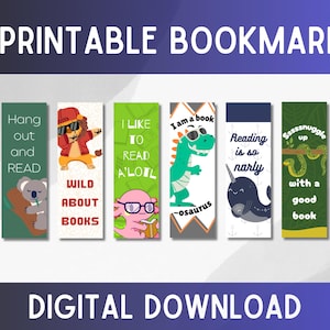 Set of 8 Printable Animal Bookmarks for Kids | Digital Download ...