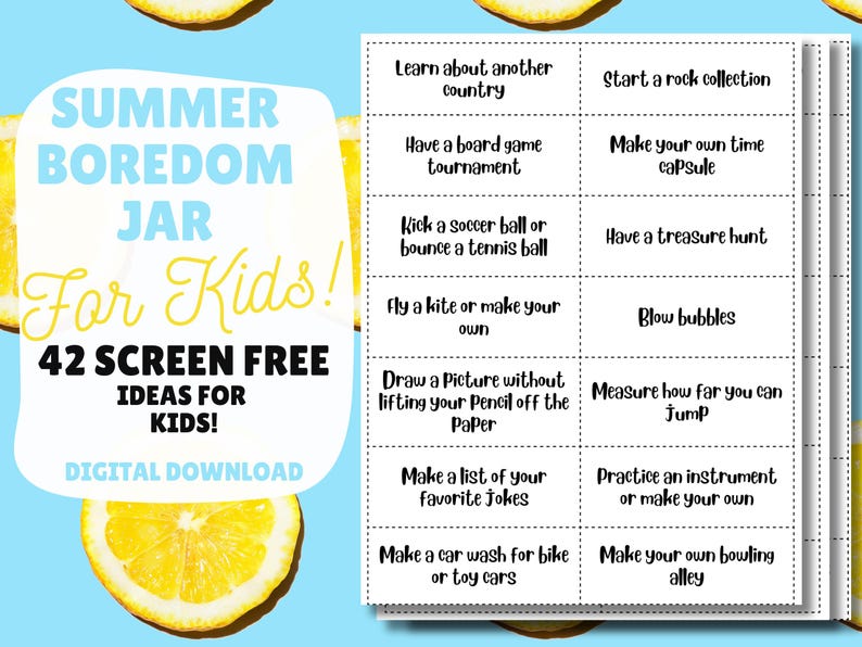 Printable Kids Summer Activity Ideas | Boredom Jar | Low Prep ...