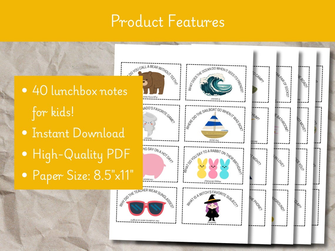 40 Lunchbox Jokes Printable, Lunch Box Notes, Funny Jokes for Kids ...