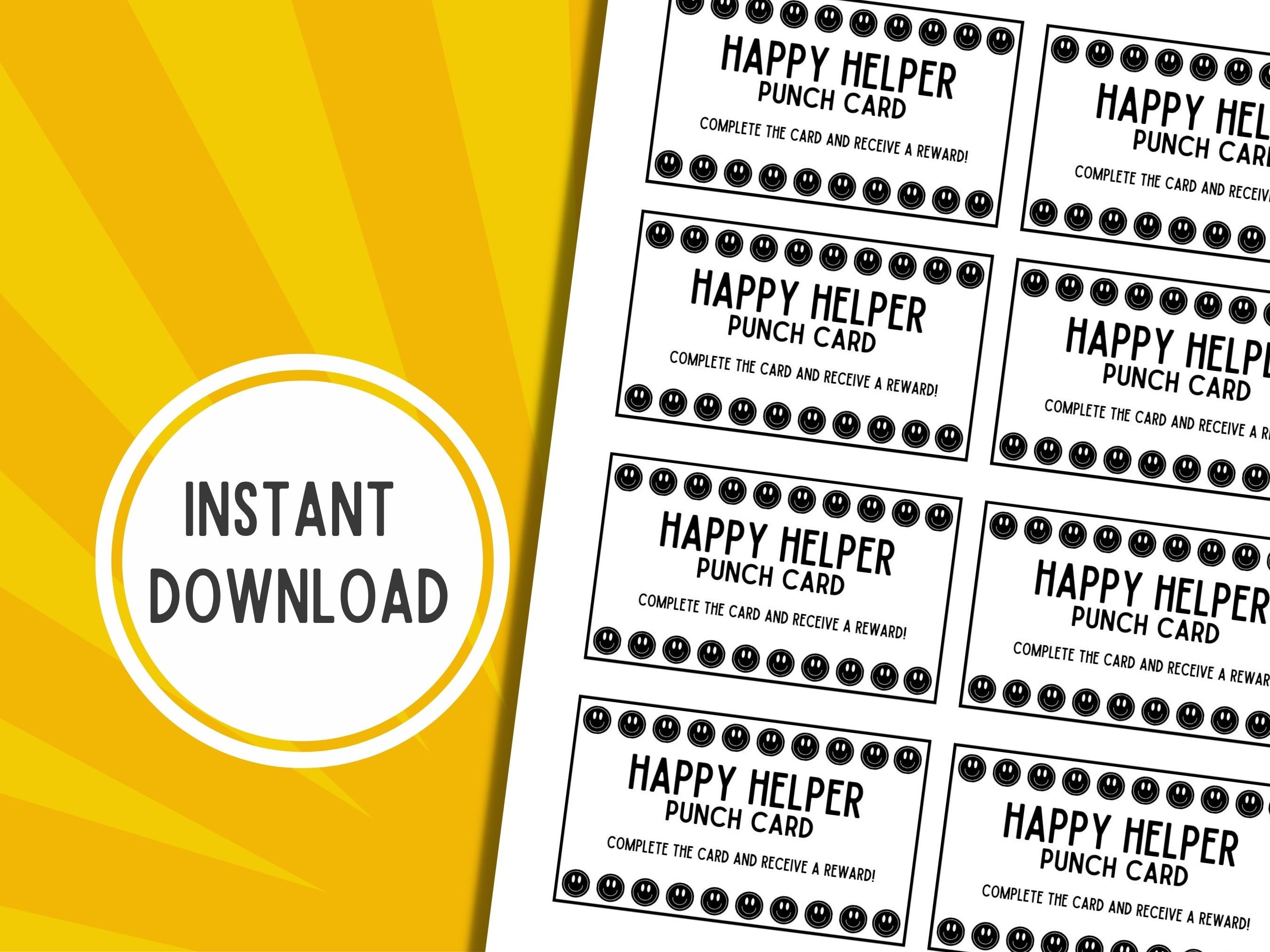 Kids Chore Punch Cards Printable Digital Download Print at Home 8.5x11 ...