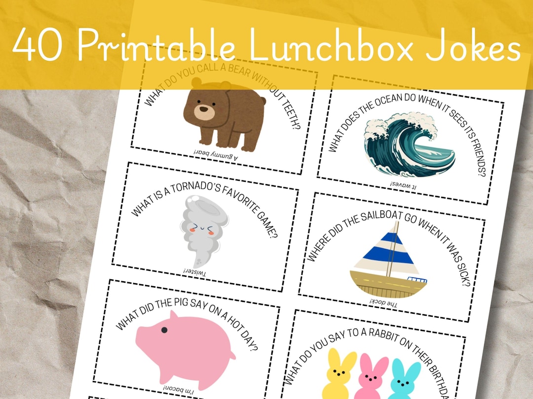 40 Lunchbox Jokes Printable, Lunch Box Notes, Funny Jokes for Kids ...