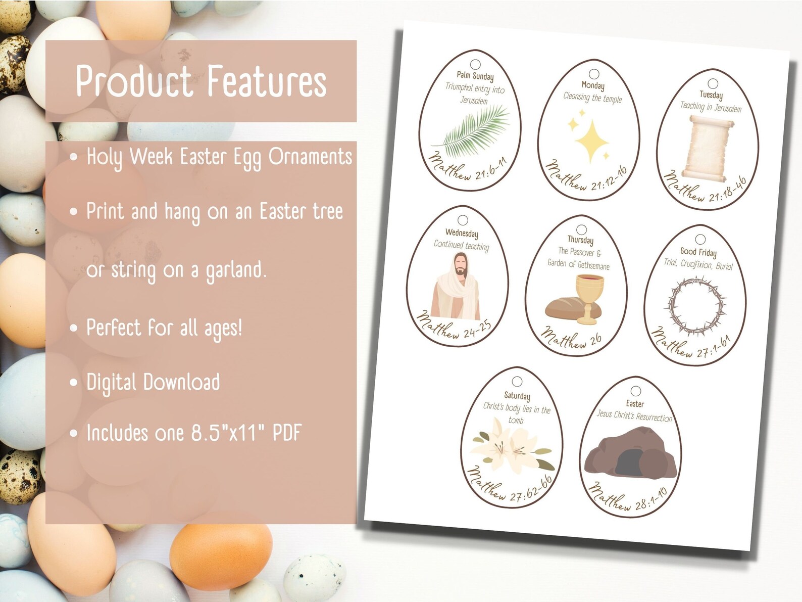 Easter Egg Holy Week Ornaments/garland Printable | Digital Download ...