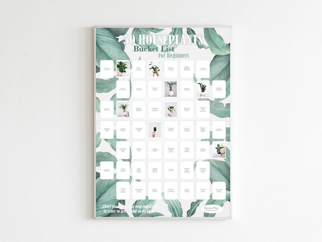 50 Houseplants Bucket List for Beginners, Plant Poster, Wall Decor ...