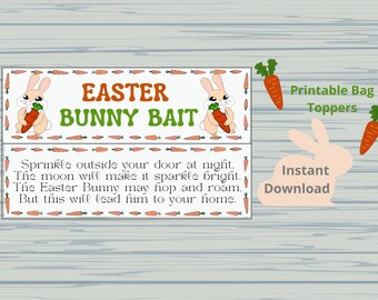 Bunny Bait PRINTABLE Easter Treat Bag Topper INSTANT - Etsy