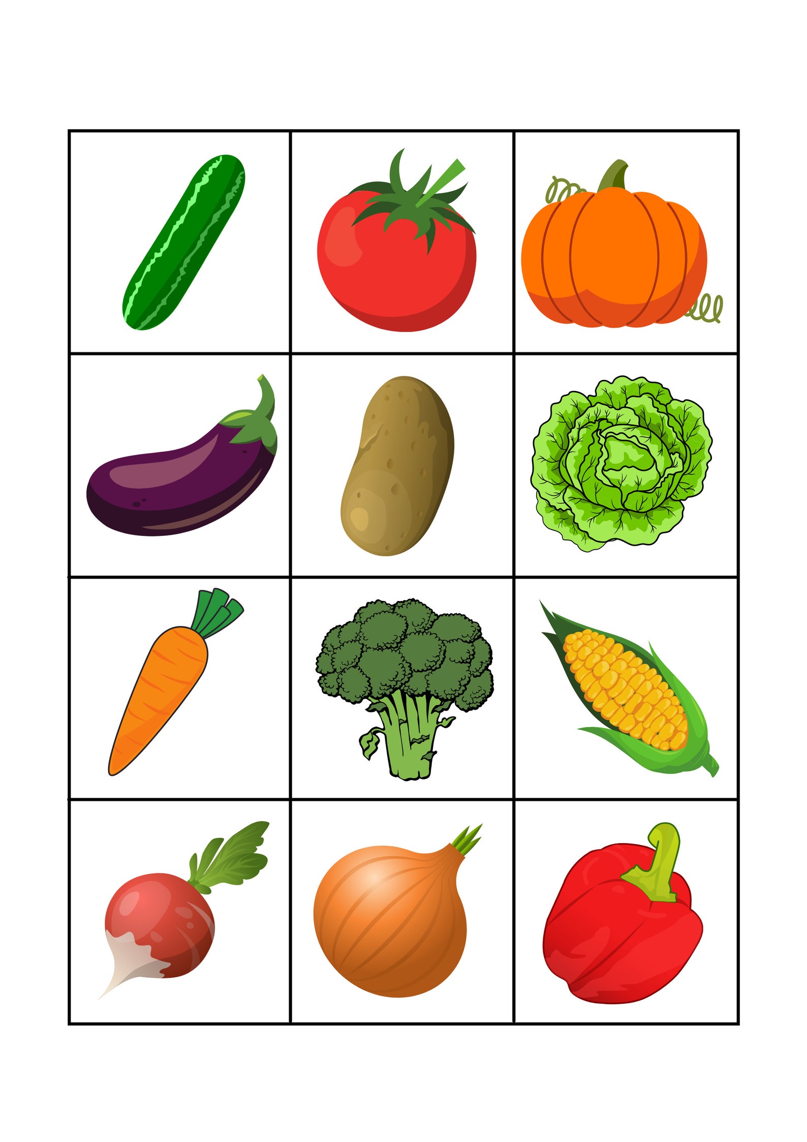 Printable VEGETABLE Themed BINGO Game for Preschool, Toddlers ...