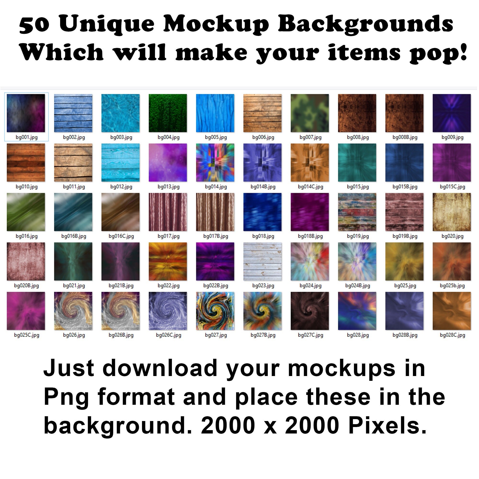 50 Unique Instant Downloadable Mockup Backgrounds in 2000 X 2000 Pixels ...