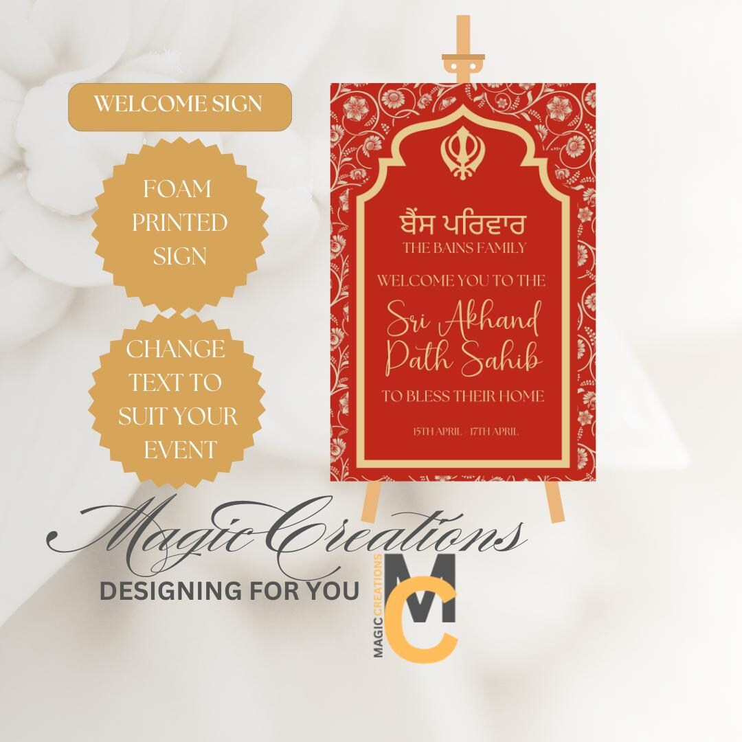 Akhand Path Sahib Welcome Foam Sign: Gurdwara Decor - Etsy