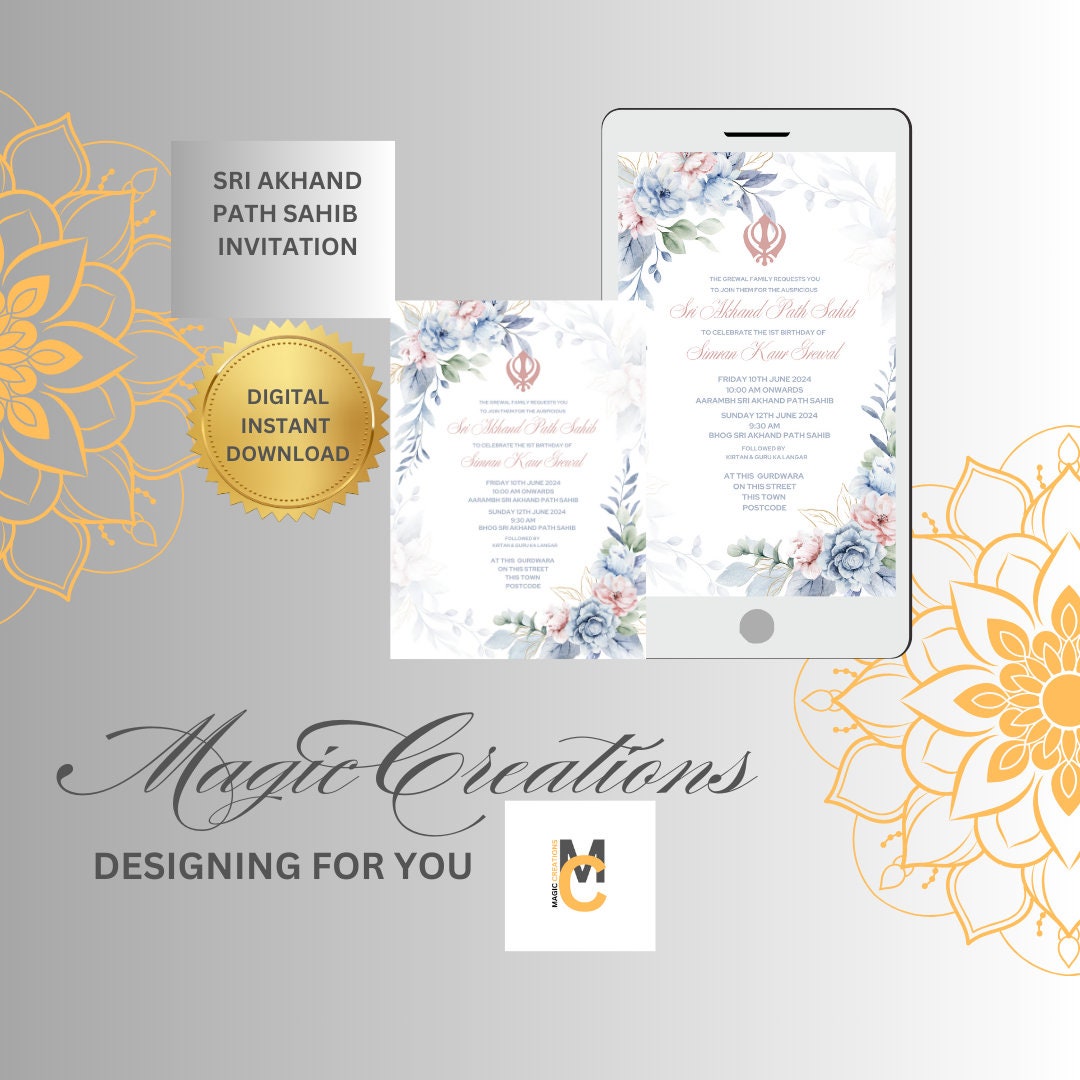 Sri Akhand Path Sahib Path Invitation Template Digital Editable I ...