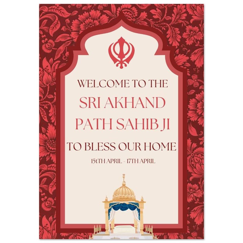 Akhand Path Sahib Welcome Sign: Gurdwara Foam Print - Etsy