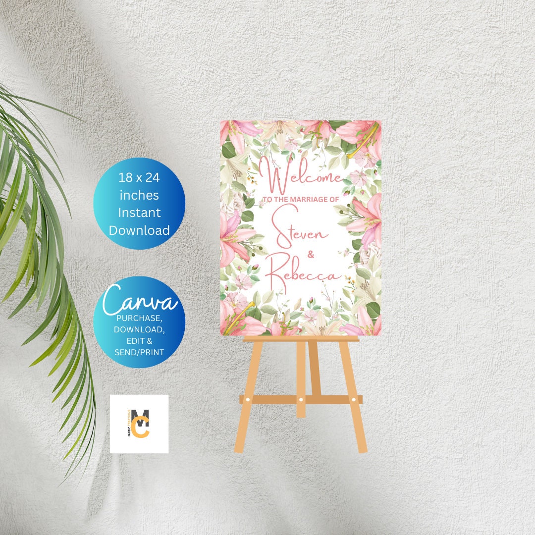Editable Wedding Welcome Sign Birthday Party Template Electronic ...