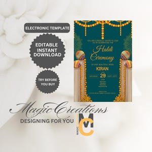 Haldi Ceremony Invitation Template: Indian Wedding Invite (digital ...
