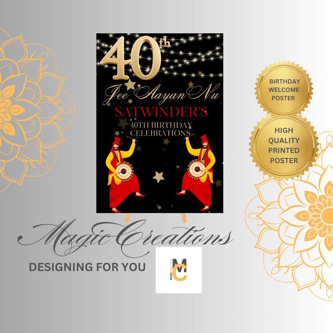 Punjabi Birthday Welcome Sign, Birthday Poster, Jee Aayan Nu, Birthday ...